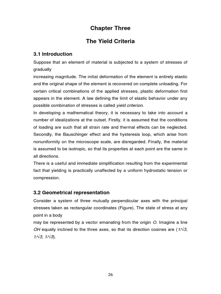Chapter Three The Yield Criteria | PDF | Deformation (Engineering ...