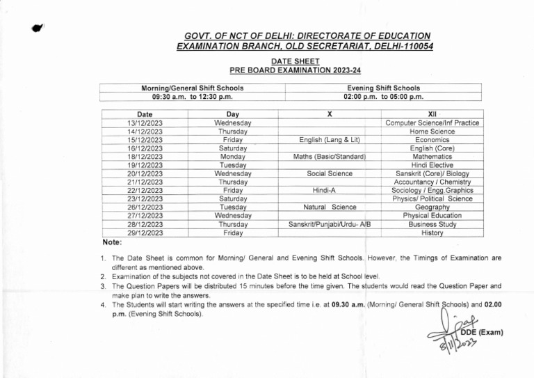 Pre-Board Examination 2023-24 | PDF | Science