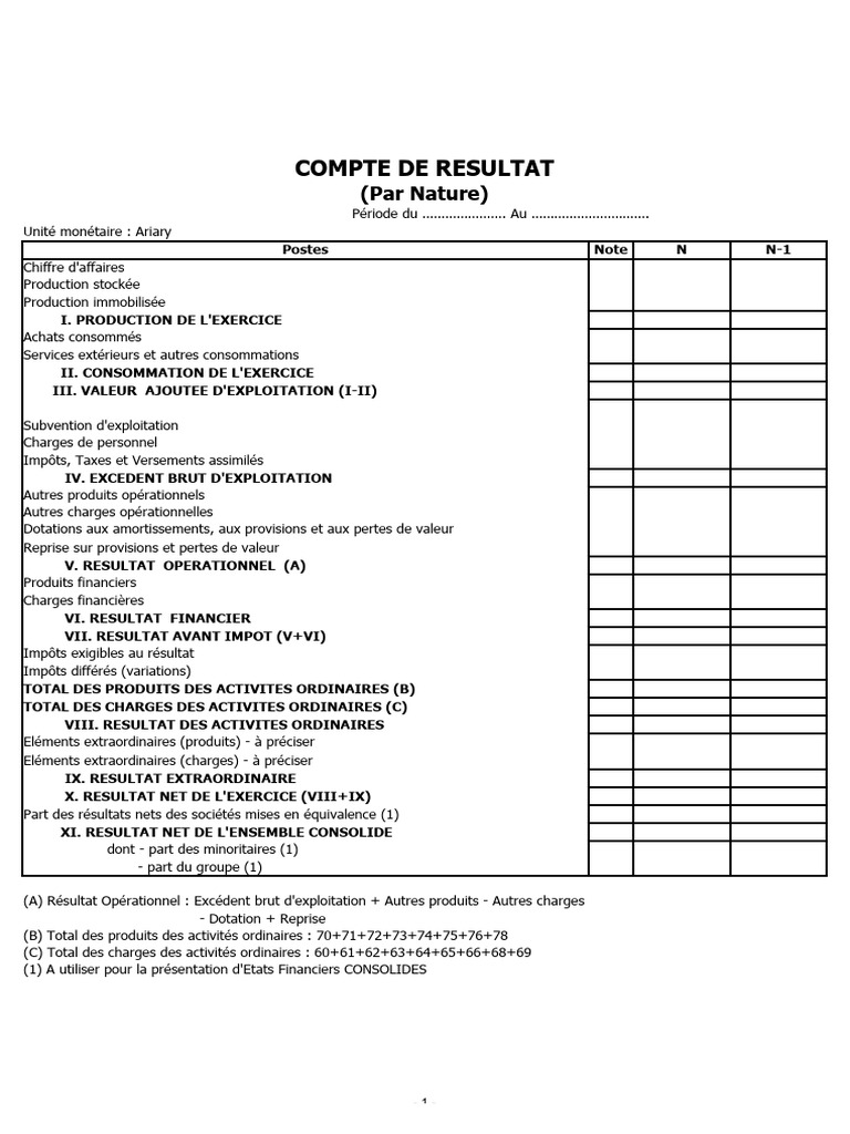 Compte de Résultat par Nature | PDF