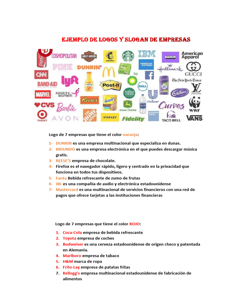 Ejemplo de Logos y Slogan de Empresas | PDF