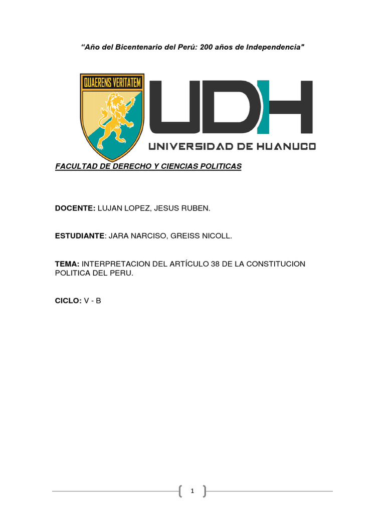 Articulo 38 | Descargar gratis PDF | Constitución | Perú