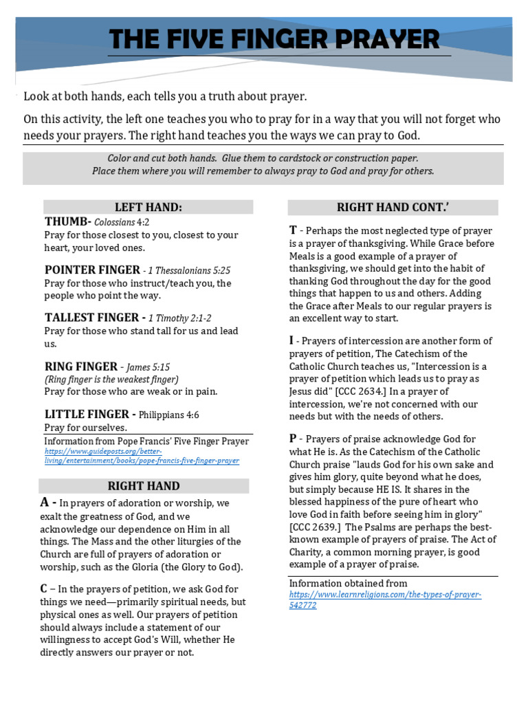 The Five Finger Prayer | Download Free PDF | Prayer | Worship