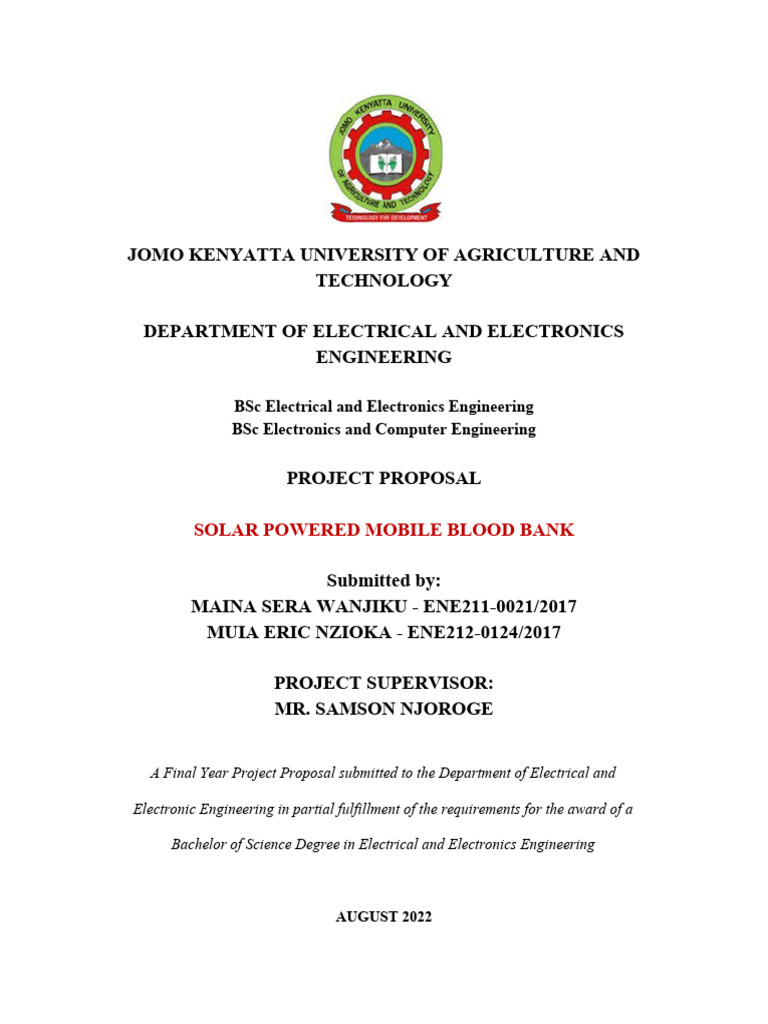 Solar-Powered Blood Bank Proposal | PDF | Blood Type | Blood Donation