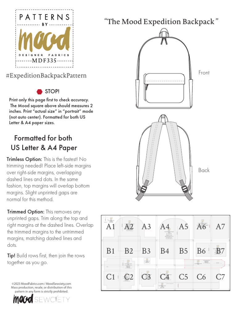 FREE MDF335 The Mood Exp Backpack A4 Patterns | PDF | Clothing