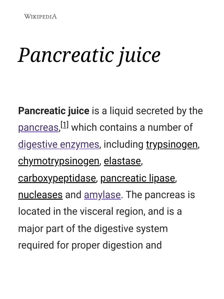 Pancreatic Juice - Wikipedia | PDF | Pancreas | Digestive System
