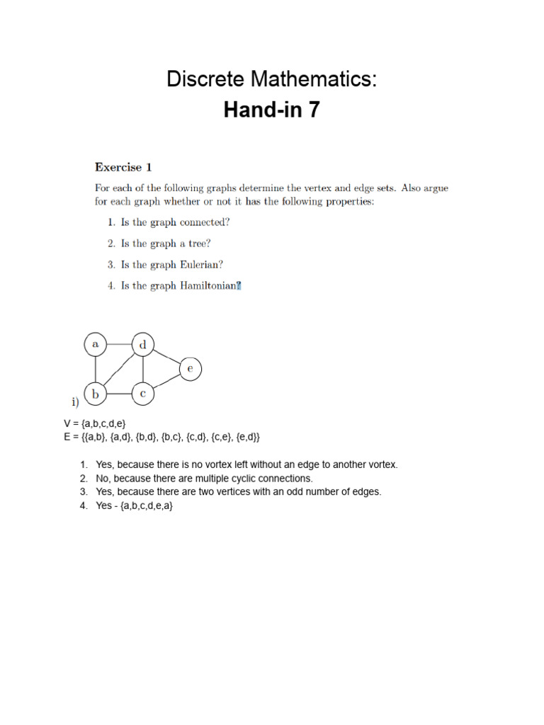 Discrete Mathematics Graph Worksheet | PDF | Vertex (Graph Theory ...