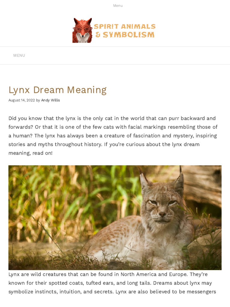 Lynx Dream Meaning - Helpful Explanation (2023) | PDF | Dream | Intuition