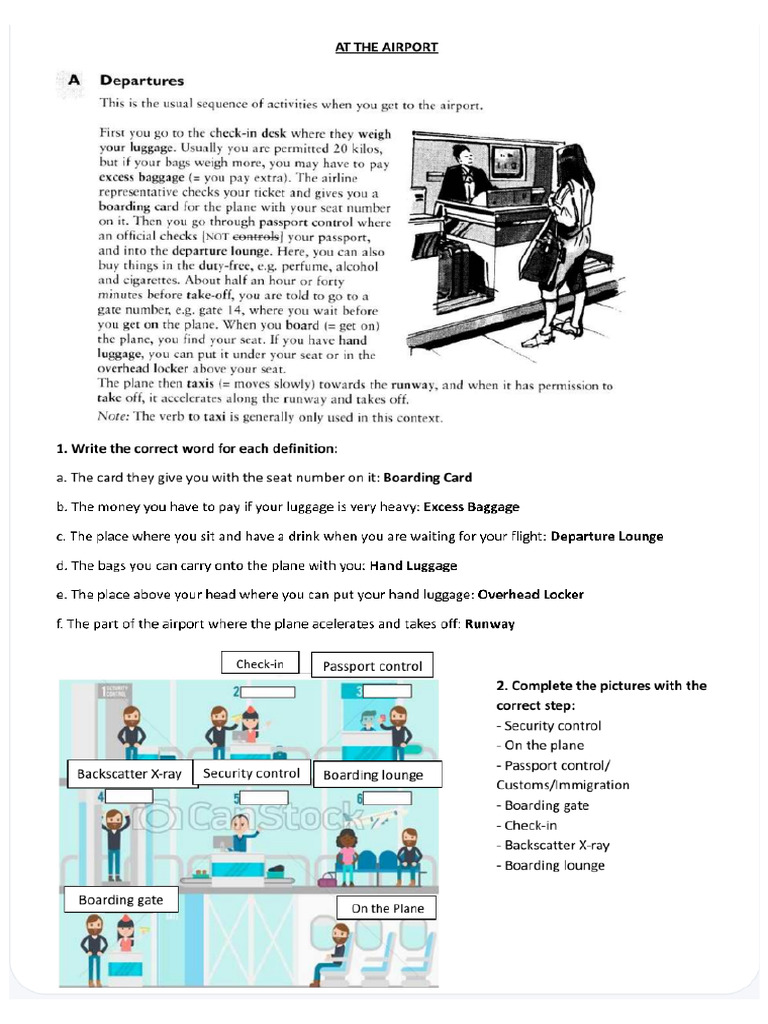 Airport Vocabulary Worksheet | PDF