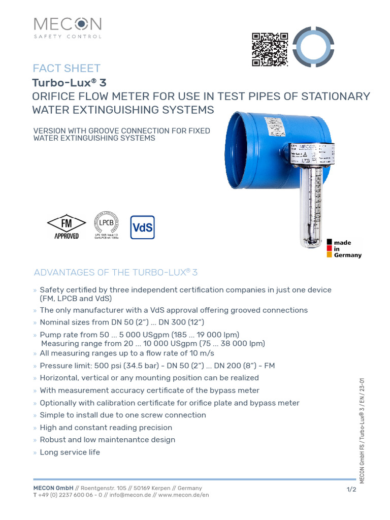 Turbo Lux 3 Fact Sheet en | Download Free PDF | Flow Measurement ...