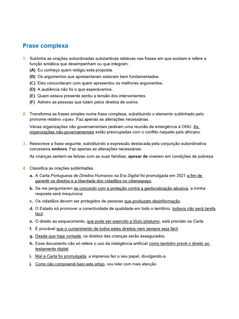 Gramatica Frase Complexa | PDF | Linguística | Gramática