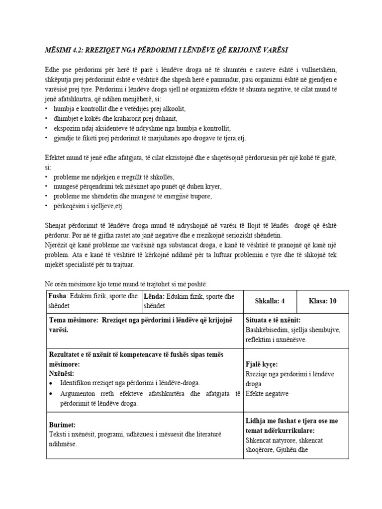 4.2. Rreziqet Nga Përdorimi I Lëndëve Që Krijojnë Varësi | PDF