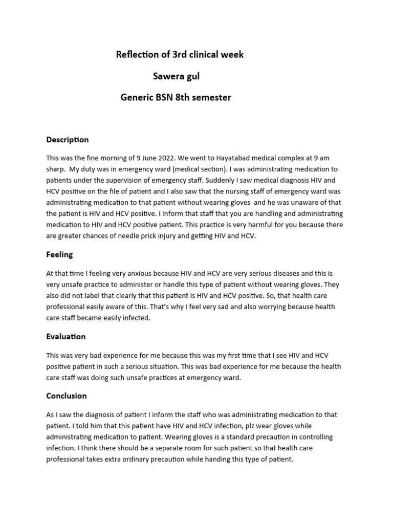 3rd Week Clinical Reflection | PDF