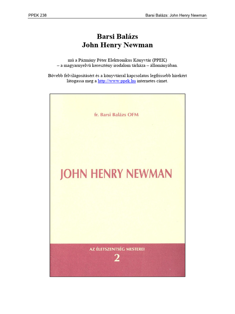 Barsi Balazs John Henry Newman 1 | PDF