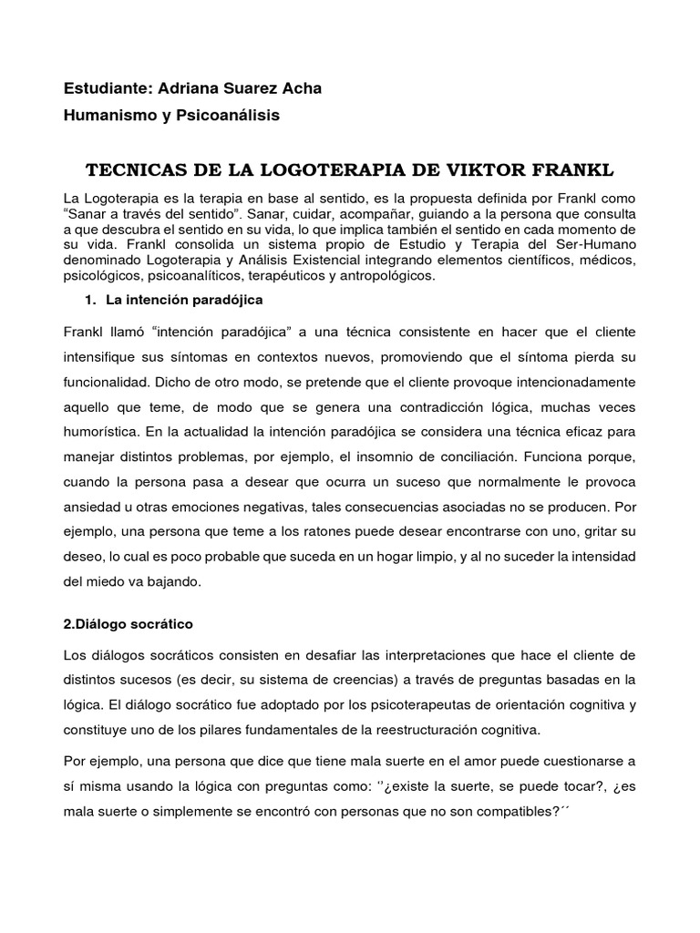 Logoterapia -Viktor Frankl | PDF | Psicoterapia | Sicología