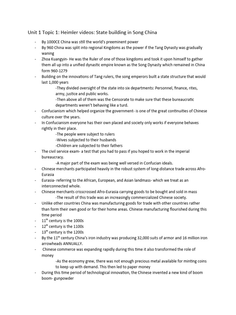 Unit 1 Topic 1 Heimler Video Notes | PDF | China | World Politics