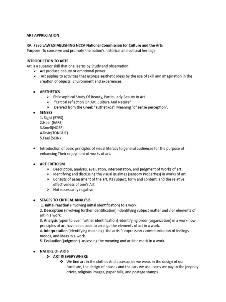 Art Appreciation | PDF | Paintings | The Arts