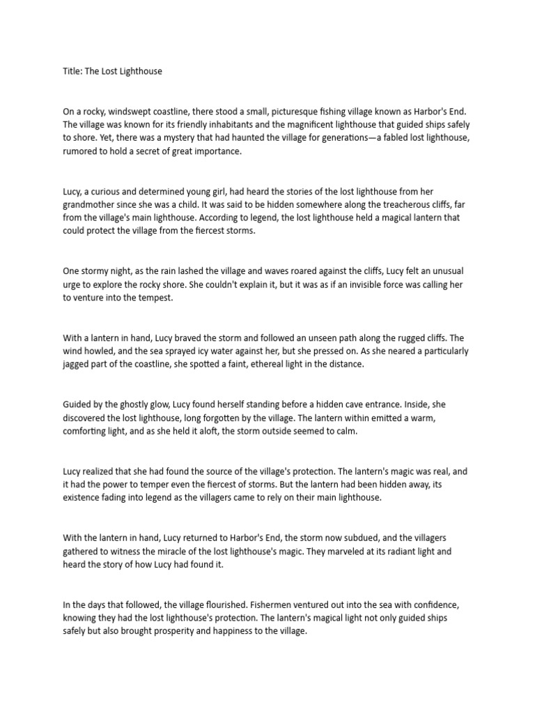 The Lost Lighthouse | PDF | Lighthouse