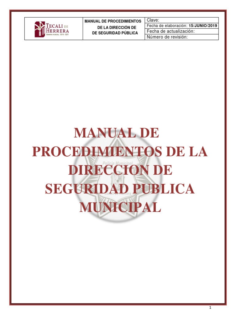 Manual de Procedimientos de Seguridad Publica | PDF | Policía | México