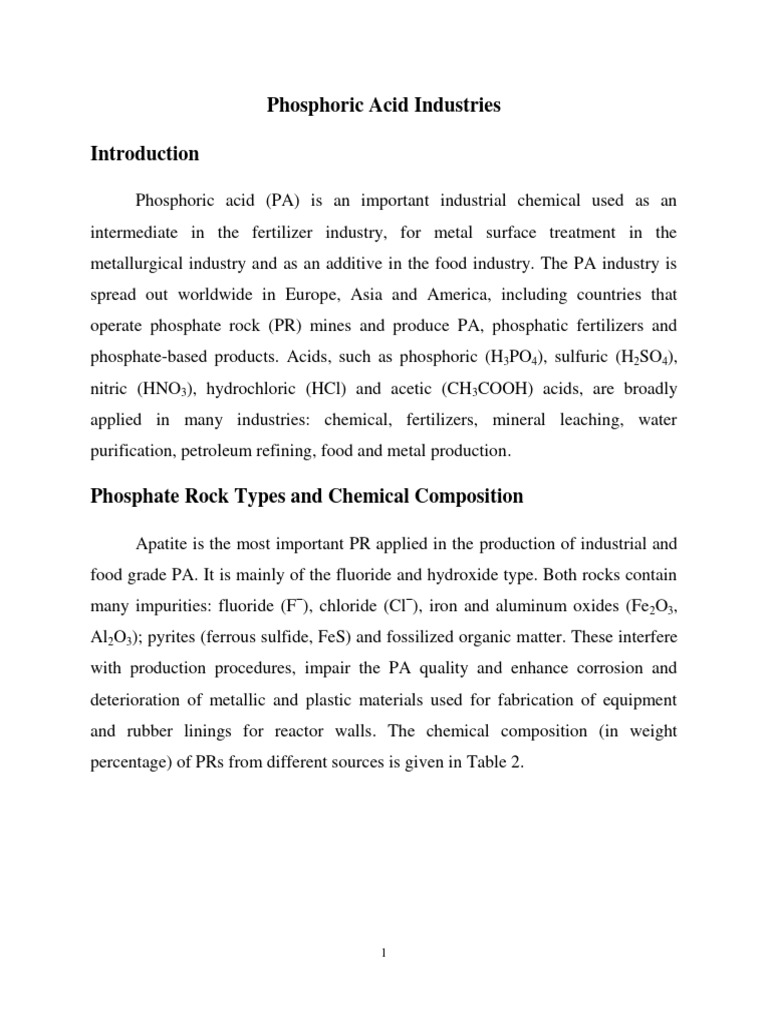Phosphoric Acid | PDF | Sulfuric Acid | Acid
