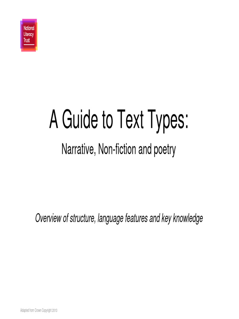 Guide To Text Types - Non Fiction | PDF | Narrative | Poetry