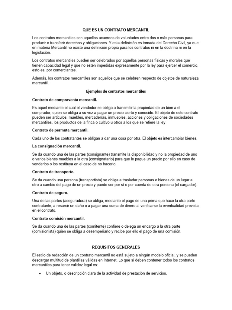 Que Es Un Contrato Mercantil | PDF | Instrumento negociable | Economias Que Es Un Contrato Mercantil | PDF | Instrumento negociable | Economias