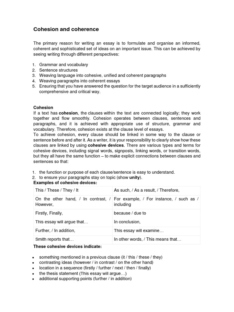 Cohesion and Coherence in Essays | PDF | Deductive Reasoning | Essays