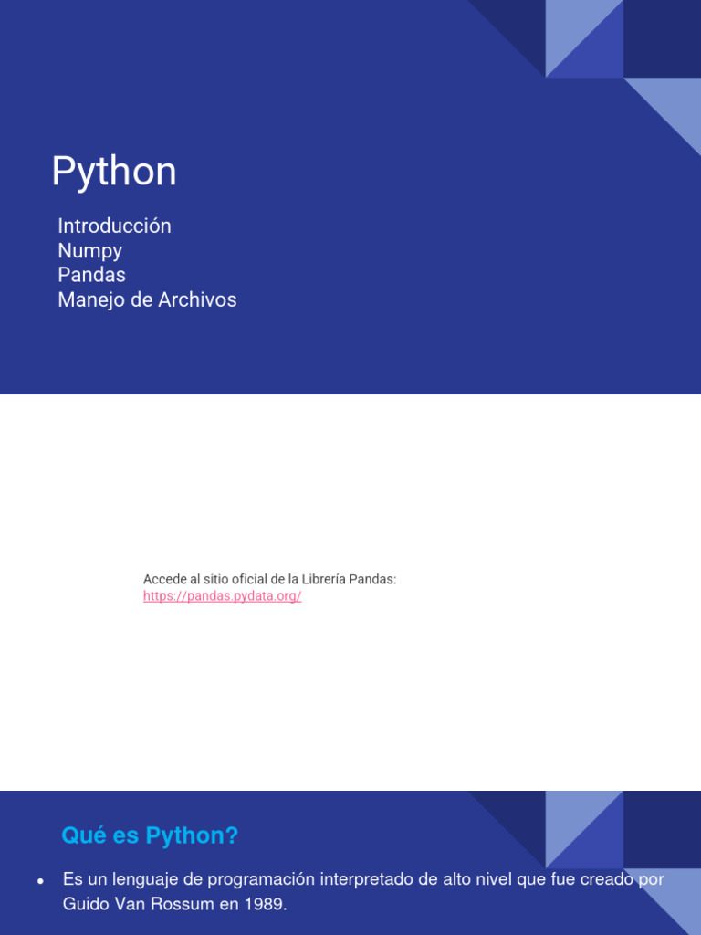 1.Intro_Python_Pandas | PDF | Python (lenguaje de programación) | Lenguaje de programación