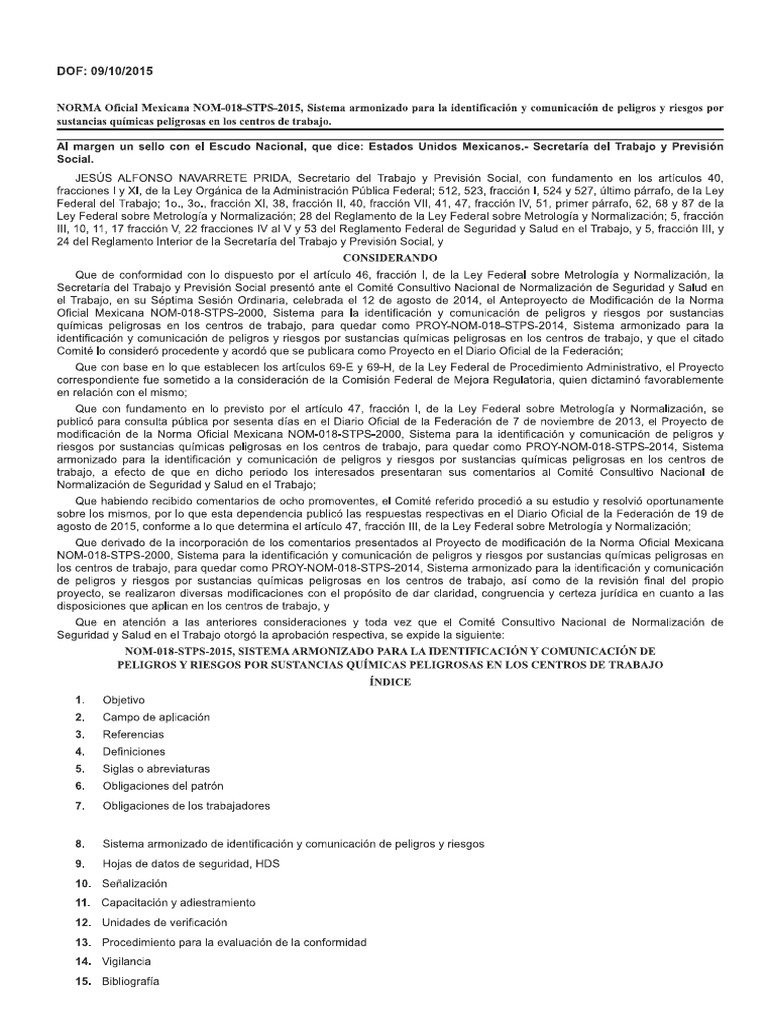 Nom 018 STPS 2015 | PDF