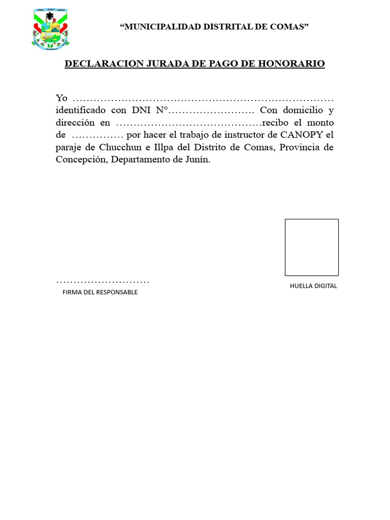 Declaracion Jurada de Pago | PDF