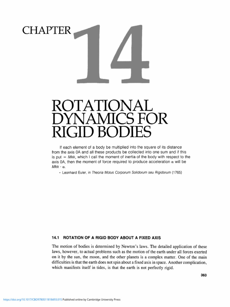 Rotational Dynamics For Rigid Bodies | PDF | Rotation Around A Fixed Axis | Torque