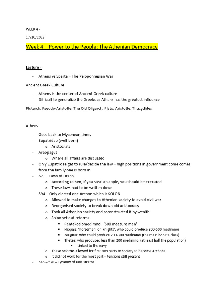 Athenian Democracy: Power and Reforms | PDF | Ancient Greek Government ...