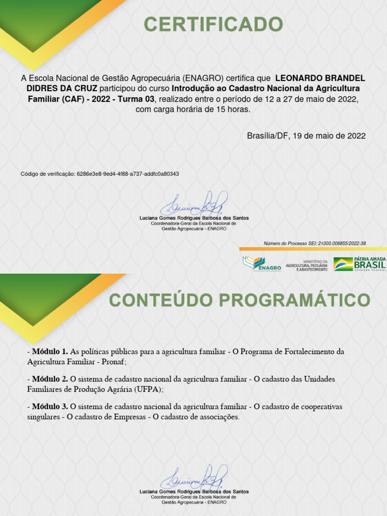 Introdução Ao Cadastro Nacional Da Agricultura Familiar (CAF) 2022 ...