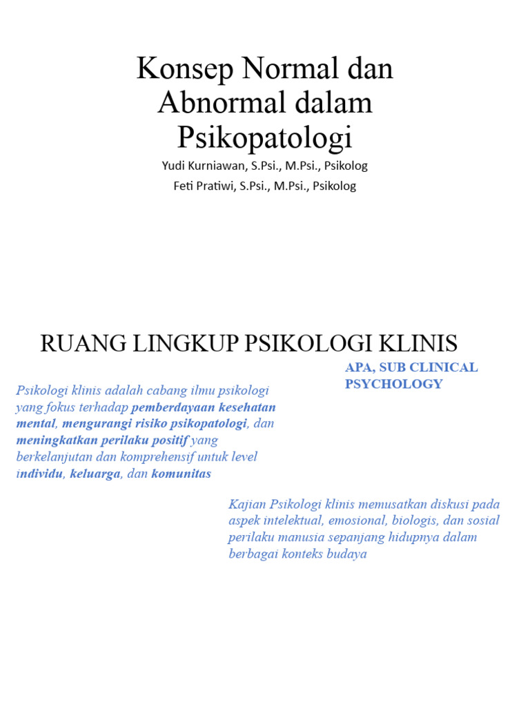 Normalitas dan Abnormalitas Psikologi | PDF