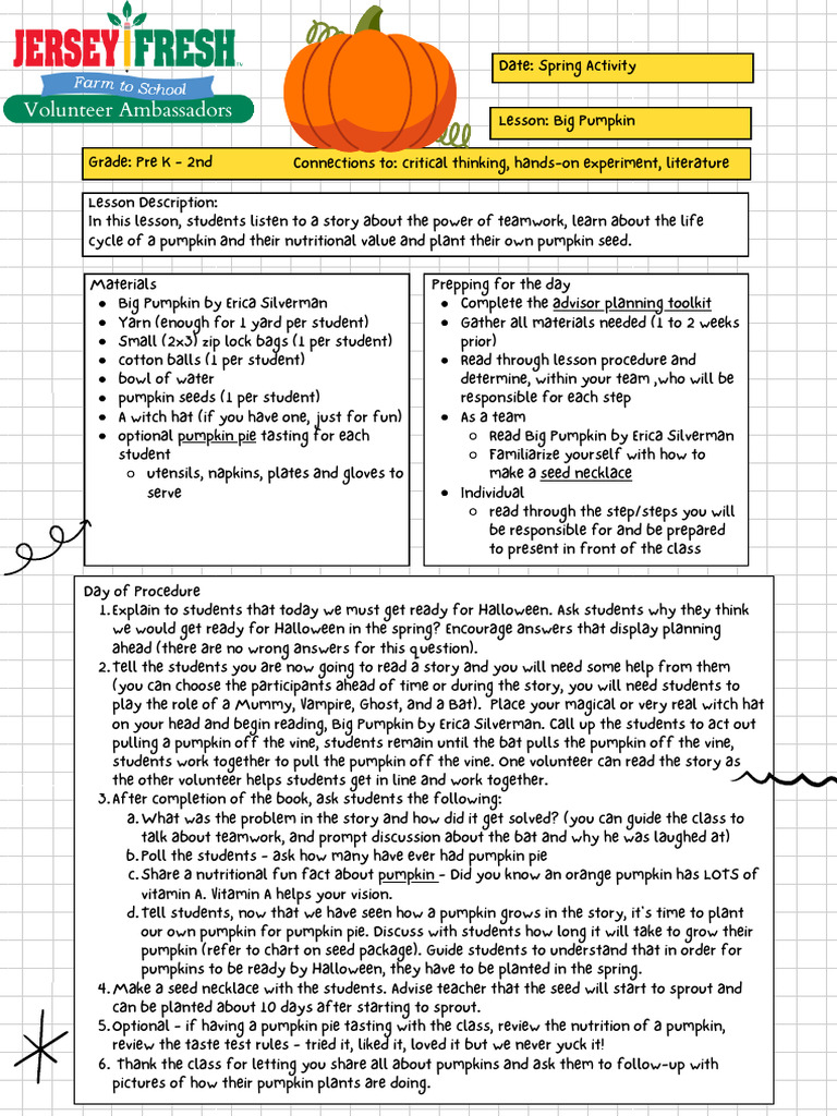 Big Pumpkin Lesson | PDF | Pumpkin