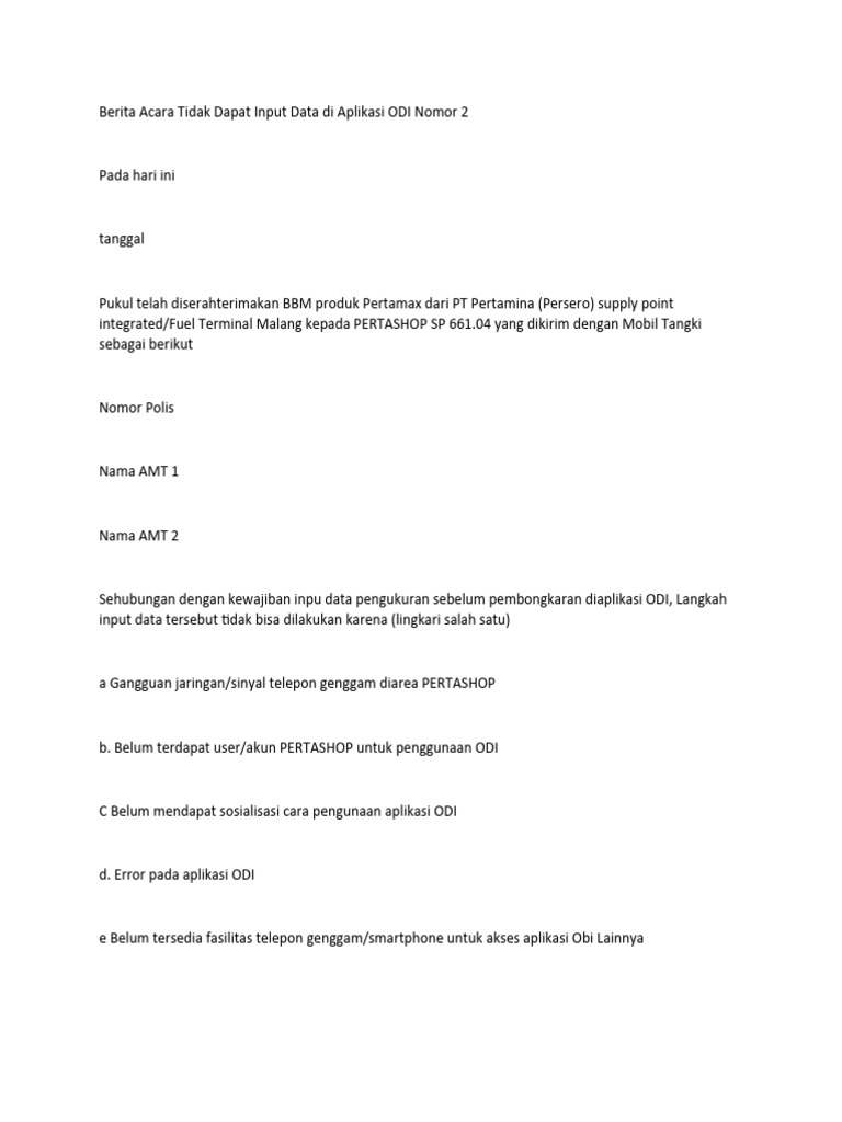 Berita Acara ODI | PDF