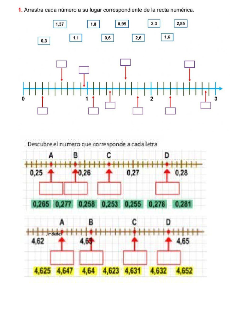 Decimales en Recta Numerica | PDF