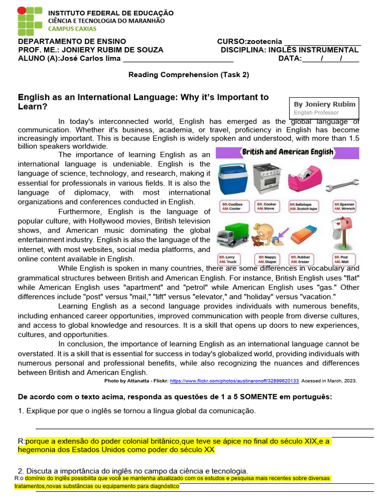 English As An International Language: Why It's Important To Learn? | PDF | English Language ...