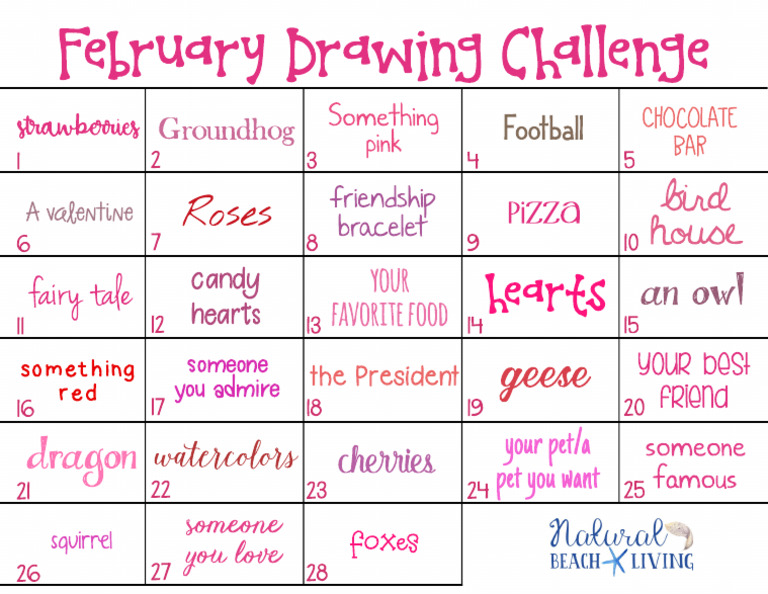 February Drawing Challenge Calendar 1 | PDF