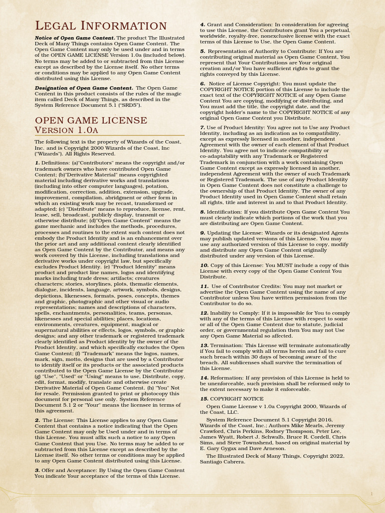 Open Game License | PDF | Copyright | License