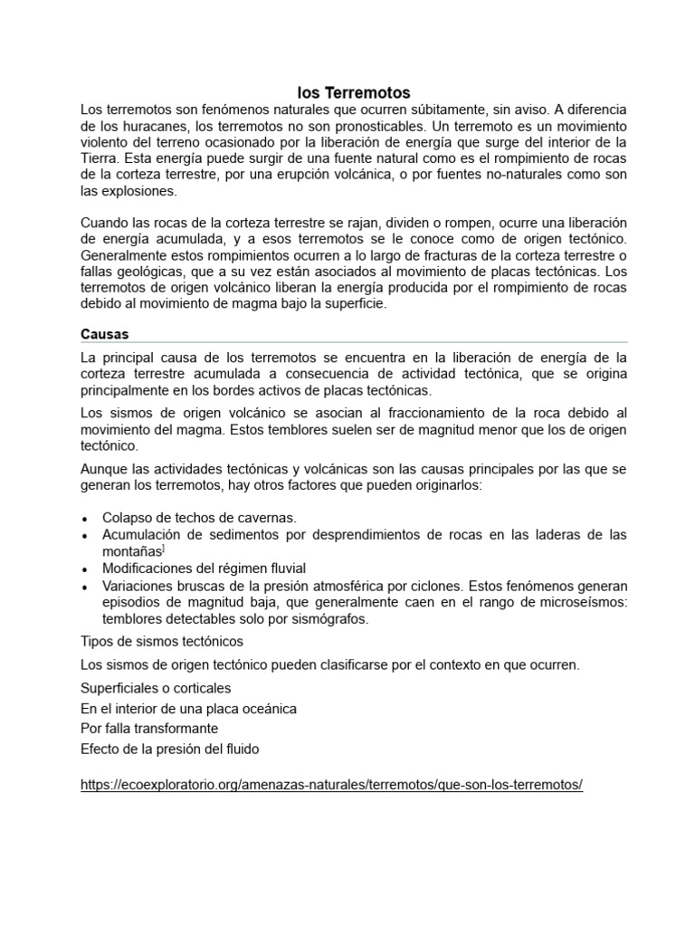 Terremotos: Causas y Tipos | PDF | Temblores | Roca (geología)