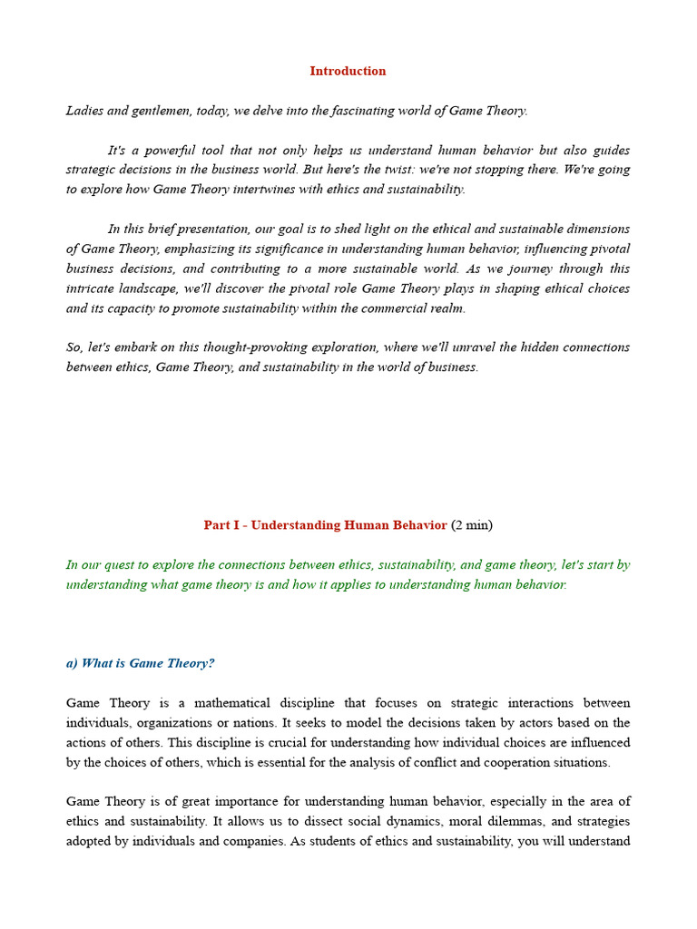 Ethics - Game Theory | PDF | Game Theory | Sustainability