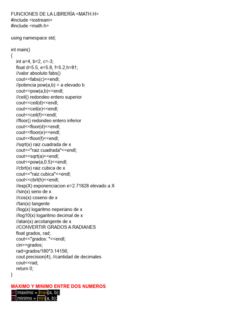 Libreria Math | PDF | Algoritmos y Estructuras de Datos | Desarrollo de ...