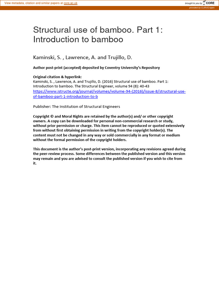 Structural Use of Bamboo. Part 1: Introduction To Bamboo | PDF | Bamboo