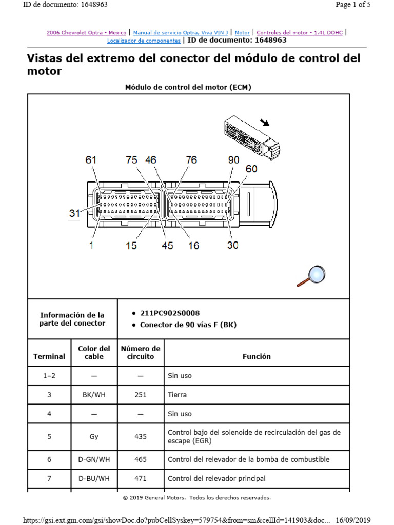 Optra 1.4 2006 Ecm Conector | PDF | Tecnología de vehículos | Industria automotriz