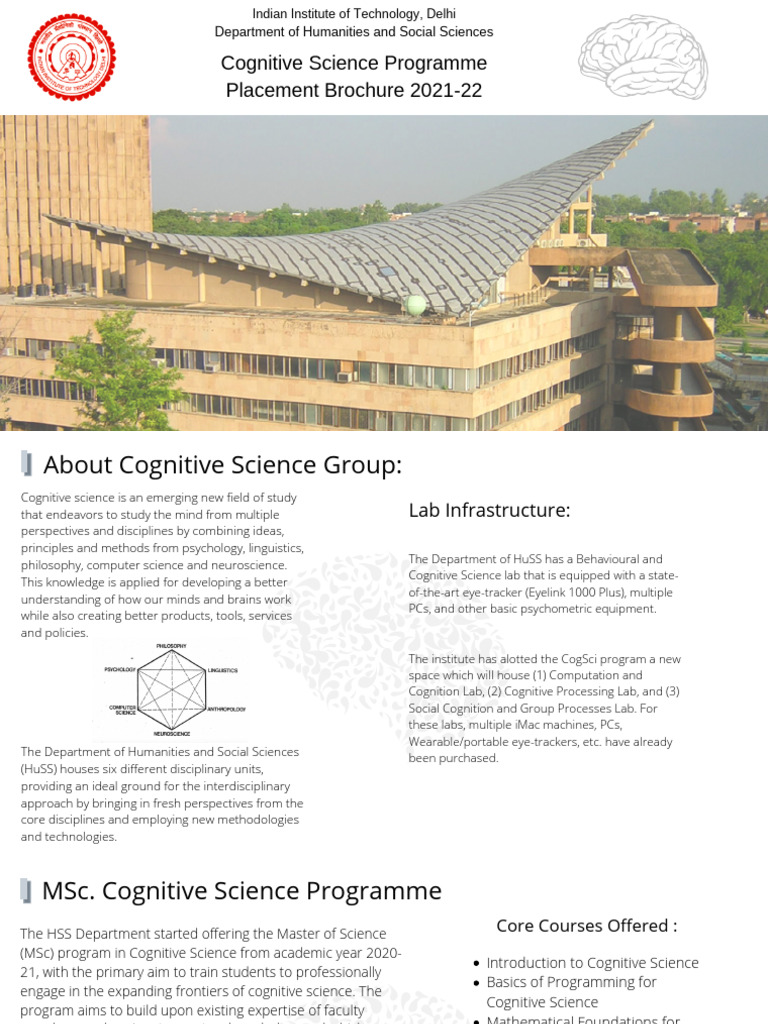 Cogsci Placement Brochure Pdf Cognitive Science Science