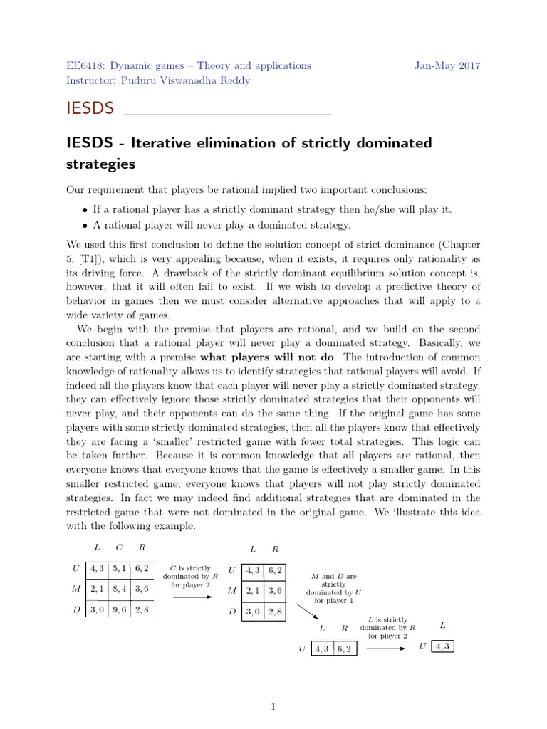 IESDS | PDF | Rationality | Mathematical And Quantitative Methods ...