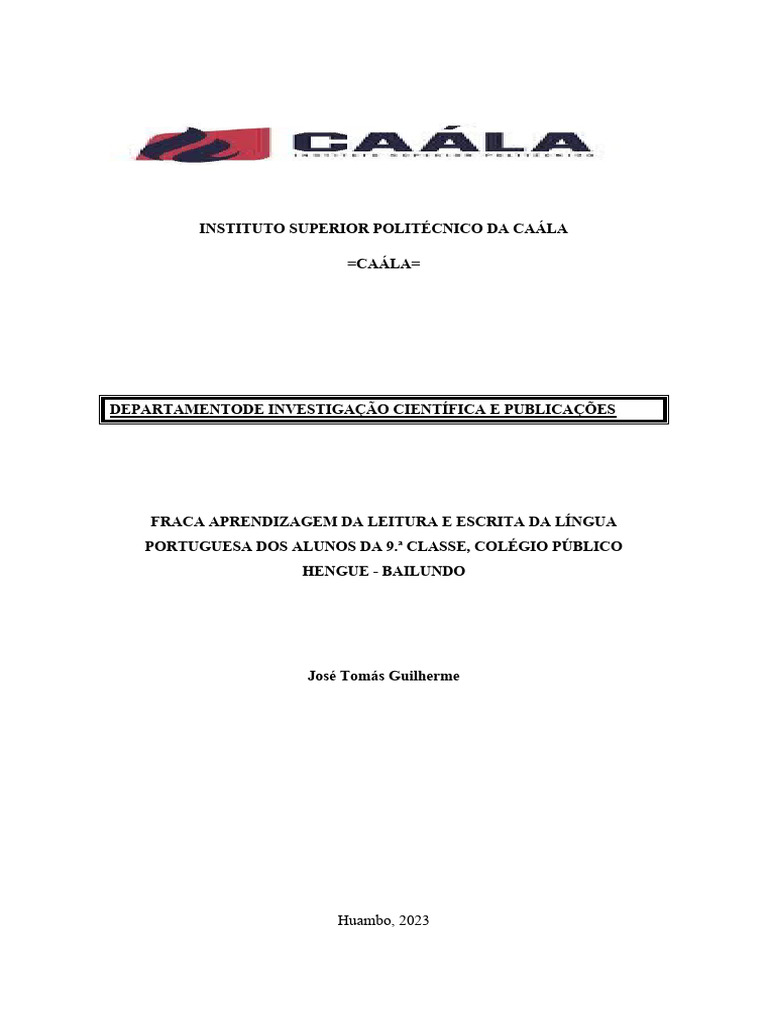 INSTITUTO SUPERIOR POLITÉCNICO DA CAÁLA (Guardado Automaticamente) | PDF | Academia