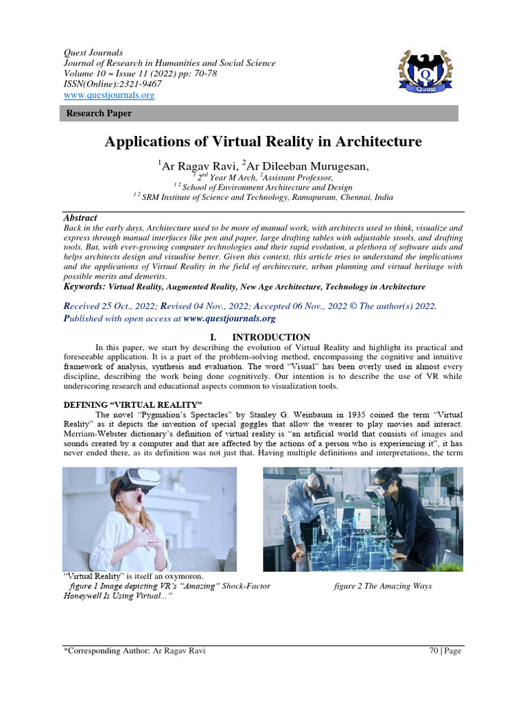 Applications of Virtual Reality in Archi | PDF | Virtual Reality | Augmented Reality