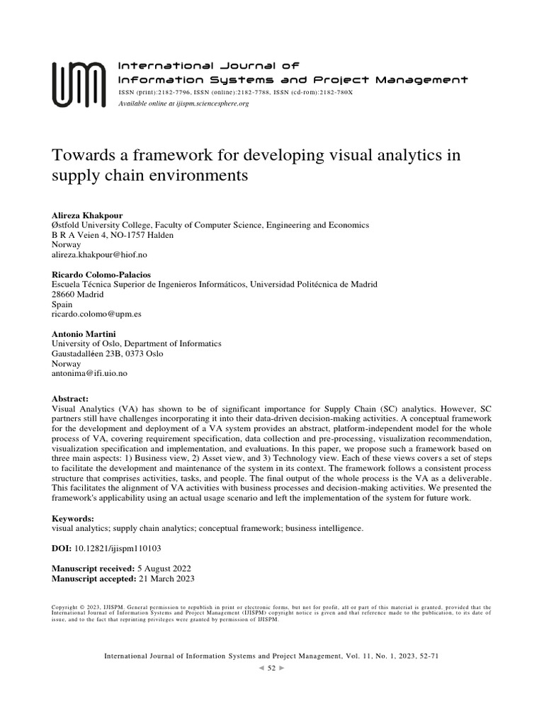 Towards A Framework For Developing Visual Analytics in Supply Chain Environments | PDF | Data ...