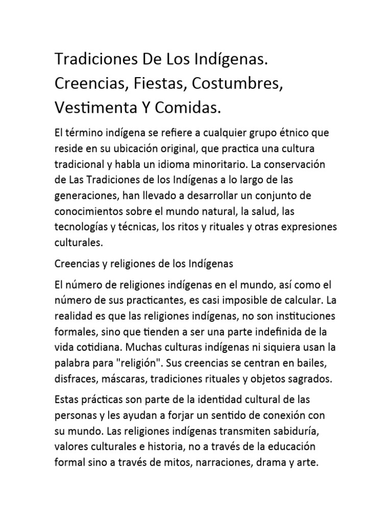 Tradiciones y Costumbres Indígenas | PDF | Ropa